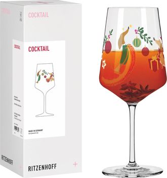 Ritzenhoff 8211004 Cocktailglas 500 ml, Serie Weihnachten - mit farbenfrohen Illustrationen und stilvollen Akzenten - Made in Germany