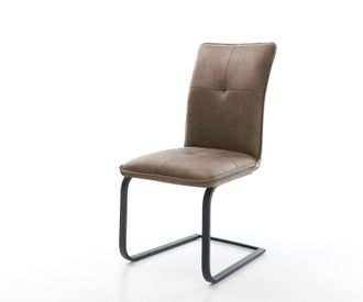 DELIFE Freischwinger Maddy-Flex Mikrofaser Taupe Vintage Freischwinger flach Schwarz, Esszimmerst&uuml;hle