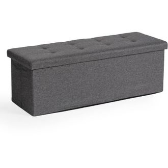 Furniture R FurnitureR Banc de rangement en tissu de 110 cm, pouf pliable, coffre de rangement repose-pieds, coffre de rangement dint&eacute;rieur avec compartiment