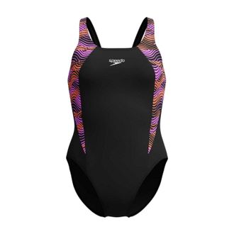 Speedo Splice Badeanzug f&uuml;r Damen (Schwarz/Pink)