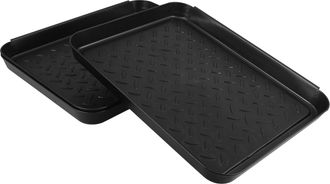 NUOBESTY 3 St&uuml;ck Gro&szlig;e Schuhablagen aus Kunststoff Schwarz rutschfest Schuhmatten f&uuml;r Eingangsbereich Stiefelablage Fu&szlig;matten zum Bodenschutz