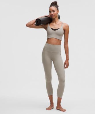 lululemon Align Hose mit hohem Bund und Taschen für Frauen - 64 cm - Khaki - Größe 10
