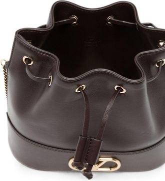 Valentino Garavani VLogo Bucket Leather Shoulder Bag - Brown