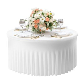 Generic Runder Tischrock - Elastische Abdeckung f&uuml;r Banketttisch, 150 cm/180 cm, Tischdecke mit Rock f&uuml;r Weihnachten, Hochzeit, Halloween, Karneval, Bankett, 