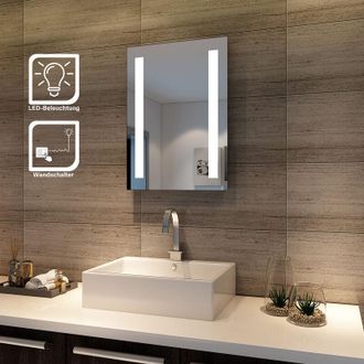 Sonni Badspiegel Spiegel led Beleuchtung mit energiesparender kaltwei&szlig; IP44 energiesparend 45x60cm - Sonni