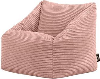 Icon Brand Natalia Pouf Enfant, Velours C&ocirc;tel&eacute;, pour Poire avec Remplissage, Chaise Enfant, Fauteuil Chambre, Meuble Chambre, Meuble Salon, Aube Rose