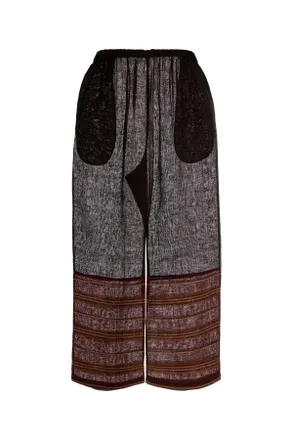 Tory Burch Womens Brown Linen Wide-Leg Pant 200 Pantaloni Trousers