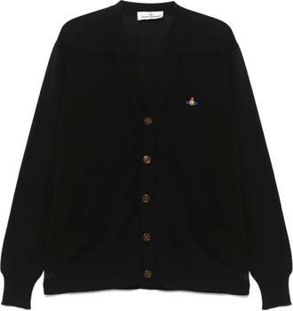 Vivienne Westwood Homme, Pulls, Noir, Taille: S Pull Noir Boutonn&eacute; avec Logo Orb