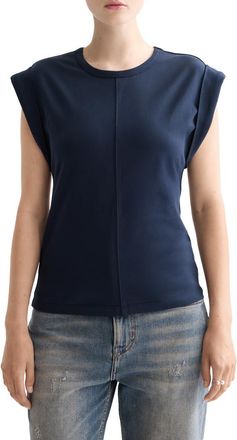 Scotch & Soda Damen Rolled-Up Sleeve Fitted T-Shirt, Sky Captain V458, S