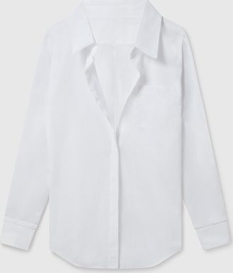 Stella McCartney Open V-Neck Collared Shirt, Woman, Pure white, Size: 42