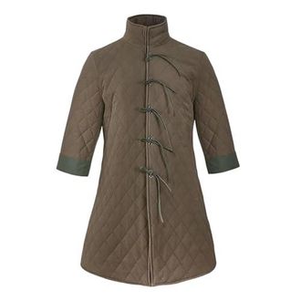 Generic Manteau épais rembourré à simple boutonnage pour homme, kaki, XXL