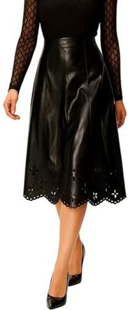 Cupshe Jupe midi pour femme en similicuir taille haute avec ourlet d&eacute;coup&eacute; au laser, Noir, L