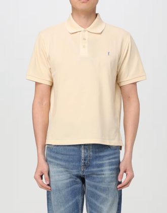 Saint Laurent Mens Cassandre Ysl Logo Polo Shirt Yellow Clothing > & T-Shirts