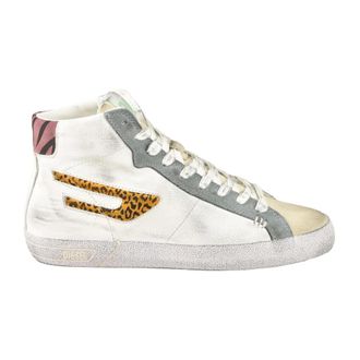 Diesel Femme, Chaussures, Blanc, Taille: 40 EU Baskets en cuir avec semelle en caoutchouc