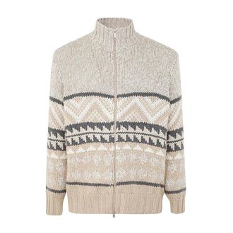 Brunello Cucinelli Homme, Pulls, Multicolore, Taille: L Pull en cachemire avec d&eacute;tails c&ocirc;tel&eacute;s