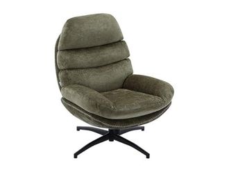 Vente-Unique Fauteuil pivotant en Tissu Vert LIZUTA
