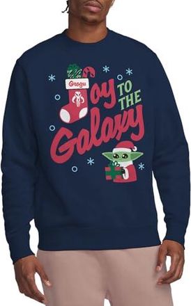 Star Wars Sweat-Shirt Unisexe The Mandalorian Grogu Christmas Joy to The Galaxy Sweat-Shirt Unisexe Bleu Marine, Bleu Marine, XL