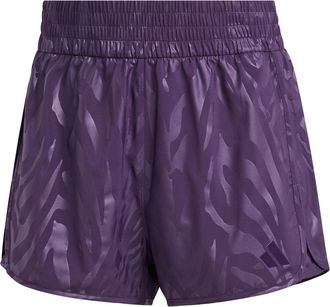 adidas Womens AOP Pacer Training Woven Shorts mit hohem Bund Aurora Plum XL 8 cm