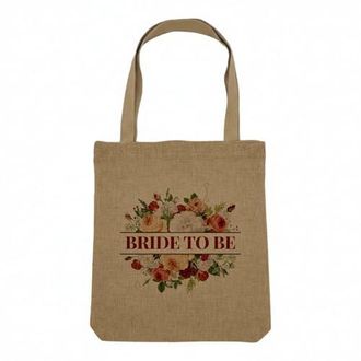 Fabulous Sac Shopping Tote Bag Aspect Lin - Bride To Be Wedding Bride Flower Bouquet - Sac de Courses Toile Epaisse 360g Beige Naturel Cabas Port&eacute; Epaule Solid