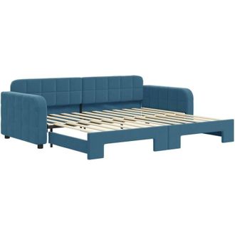 vidaXL Lit de jour avec gigogne sans matelas bleu 90x200 cm Vidaxl