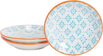 Nicola Spring Handgedruckte Saucengerichte - 10cm - Blau - Pack Von 3