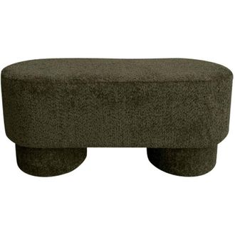 DRAWER Banc arrondie en tissu bouclette L92cm - Vert kaki - Arlo