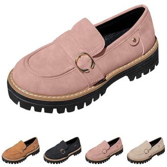 Generic Mocassins pour femme - Mocassins et mocassins orthop&eacute;diques &agrave; plateforme - Chaussures &agrave; enfiler pour femme - Chaussures basses confortables en daim - 