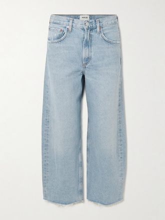A Gold E Low Curve Fray Hoch Sitzende Jeans Mit Weitem Bein - Blau