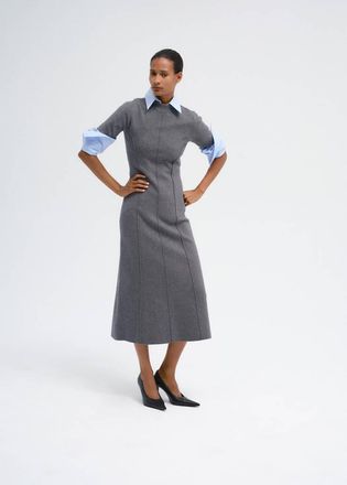 Mango Robe midi &eacute;vas&eacute;e gris chin&eacute; moyen - Femme - XS - MANGO