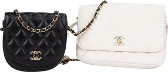 Chanel Crossbody Bags - Chanel Quilted Lambskin Side Packs Single Flap Cro - Gr. unisize - in Weiß - für Damen