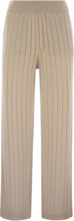 Brunello Cucinelli Femme, Pantalons, Beige, Taille: 40 FR Wide Pantalons