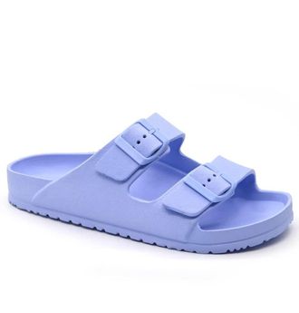 Ella Damen-Slides mit Doppelschnalle, blau, 38 EU