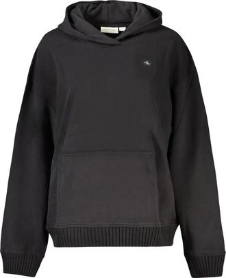 Calvin Klein Femme, Sweatshirts et sweats &agrave; capuche, Noir, Taille: 40 FR Sweat &agrave; capuche noir avec application logo