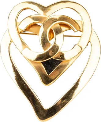 Chanel Halskette - Chanel Golden CC Hearts Brooch - Gr. unisize - in Mehrfarbig - f&uuml;r Damen