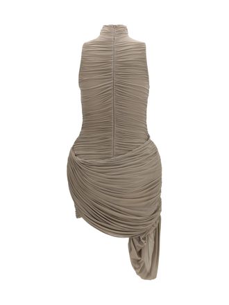 Magda Butrym Draped High-Neck Dress - Beige