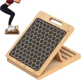 Generico Wadenstretchbrett - Balance-Brett mit geneigtem Keilabsatz aus Holz, Pilatesausr&uuml;stung mit Keilabsatz f&uuml;r Kniebeugen zu Hause - f&uuml;r Kn&ouml;chel-, Fu&szlig;- und