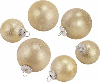 Loberon Weihnachtskugeln 6er Set Demerique, Mundgeblasen, Festliche Dekoration, Edler Glanz, Weihnachtsstimmung, Weihnachten, Christbaumschmuck, Glas, Eisen, 