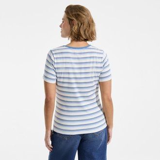 Lands End Feinripp-Shirt mit Rundhalsausschnitt und kurzen &Auml;rmeln, Damen, Gr&ouml;&szlig;e:48-50 plus, Wei&szlig;, Baumwolle/Elasthan, by Lands End