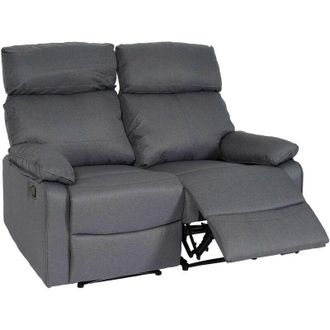 Hhg 2er Kinosessel HHG 136, Relaxsessel Fernsehsessel Sofa, Armlehne Liegefunktion Nosagfederung Stoff/Textil dunkelgrau