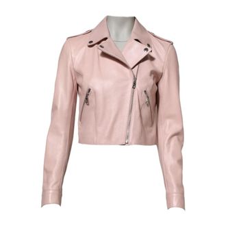 Dolce & Gabbana Leder Bikerjacke mit Rei&szlig;verschluss - - Jackets - Damen - Rosa - XS