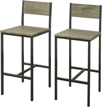SoBuy FST53x2 2-er Set Barhocker Barstühle mit Rücken-Lehne Thekenstühle mit Fußstütze, Sitzhöhe 67 cm, BHT ca.: 34x95x41cm