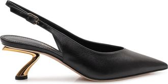 Ferragamo Femme, Chaussures, Noir, Taille: 36 1/2 EU Escarpin Slingback &agrave; Talon Sculptural