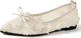 Generic Ballerines plates &agrave; bout pointu pour femme en maille avec semelle souple l&eacute;g&egrave;re et confortable pour les f&ecirc;tes, beige, 38.5 EU