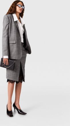 Stella McCartney Lace-Trimmed Pinstripe Midi Skirt, Woman, Grey, Size: 40