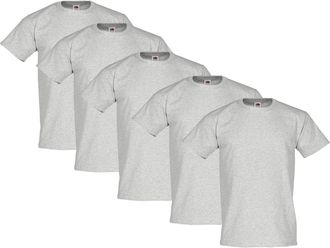 Fruit Of The Loom Heavy Cotton Tee Shirt 5er-Pack Herren, Grau (Heather Grey), 3XL