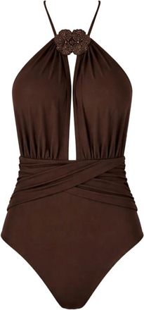 Twinset Femme, Maillots de bain, Brun, Taille: 42 FR Maillot de bain une pi&egrave;ce en satin