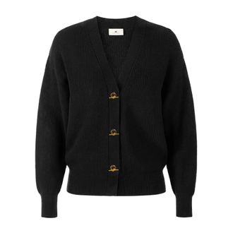 Elisabetta Franchi Strickjacke mit V-Ausschnitt - - Knitwear - Damen - Schwarzk - M