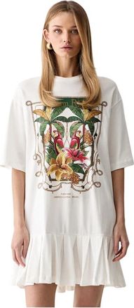Farm Rio Tropical Forest T-Shirt Kleid - - Dresses - Damen - Wei&szlig; - S