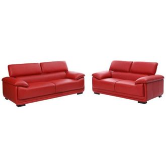 Vente-Unique Vente-unique - Canap&eacute;s 3 places et 2 places en cuir macelo - Rouge