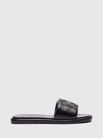 Tory Burch Sandales plates Double T Sport en cuir lisse avec logo